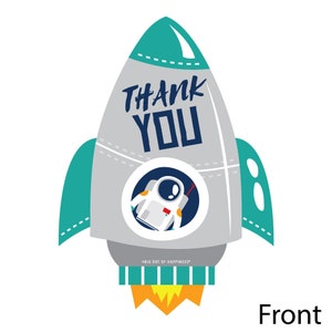 Blast off to Outer Space - Shaped Thank You Cards - Rocket Ship Baby ...