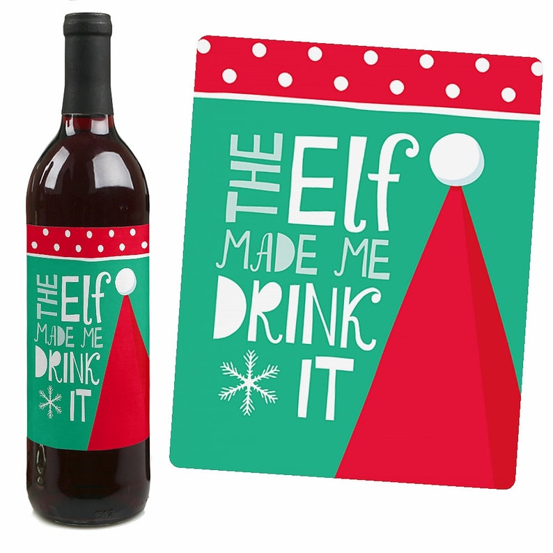 Elf Squad Holiday Wine Bottle Labels for Elf Christmas Party | Etsy