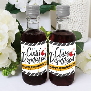 Teacher Retirement - Mini Wine and Champagne Bottle Label Stickers ...