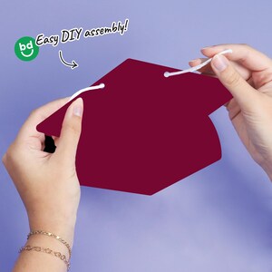 Maroon Graduation Cap Garland Banner, Burgundy Grad Party Decorations ...