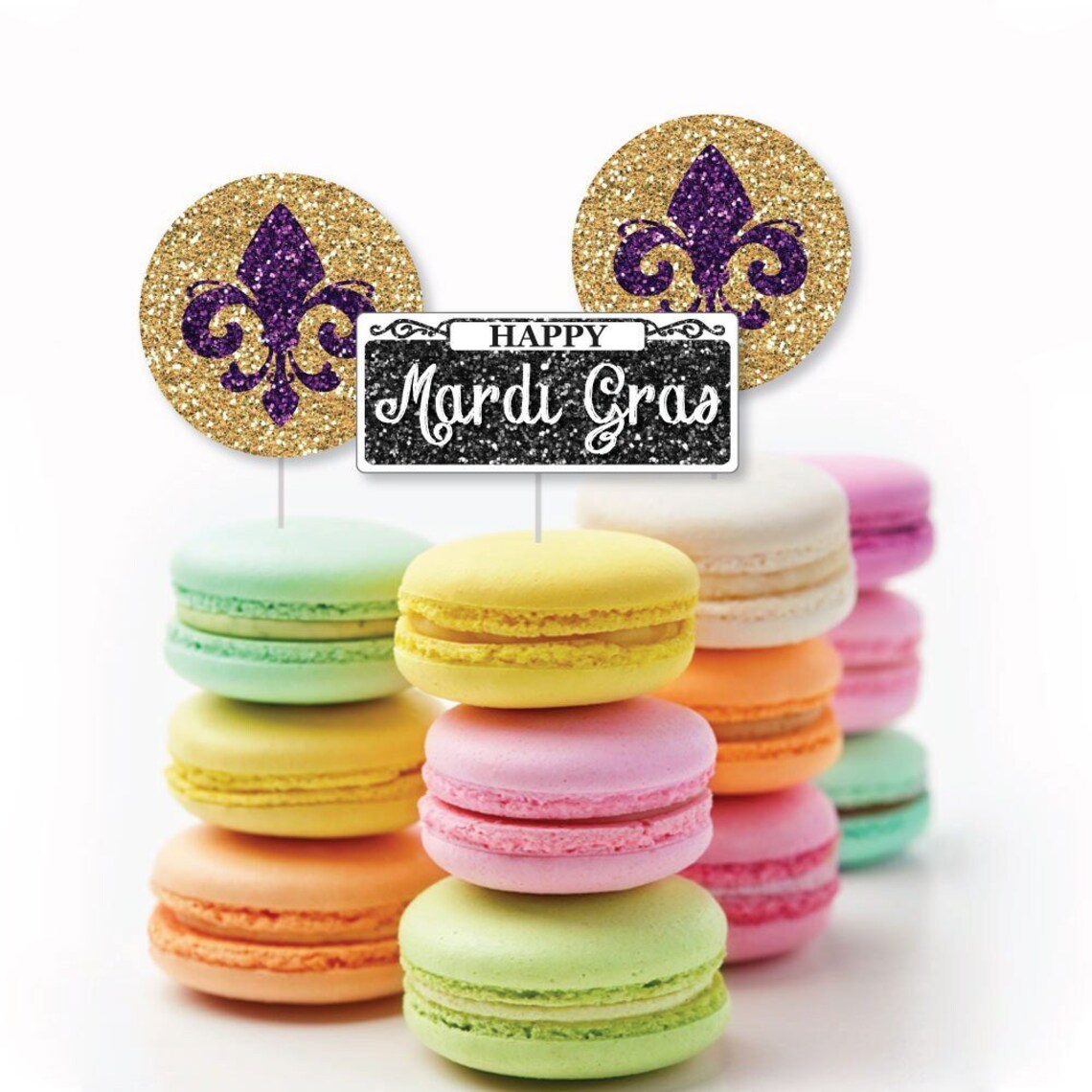 Mardi Gras Dessert Cupcake Toppers Masquerade Party Clear - Etsy