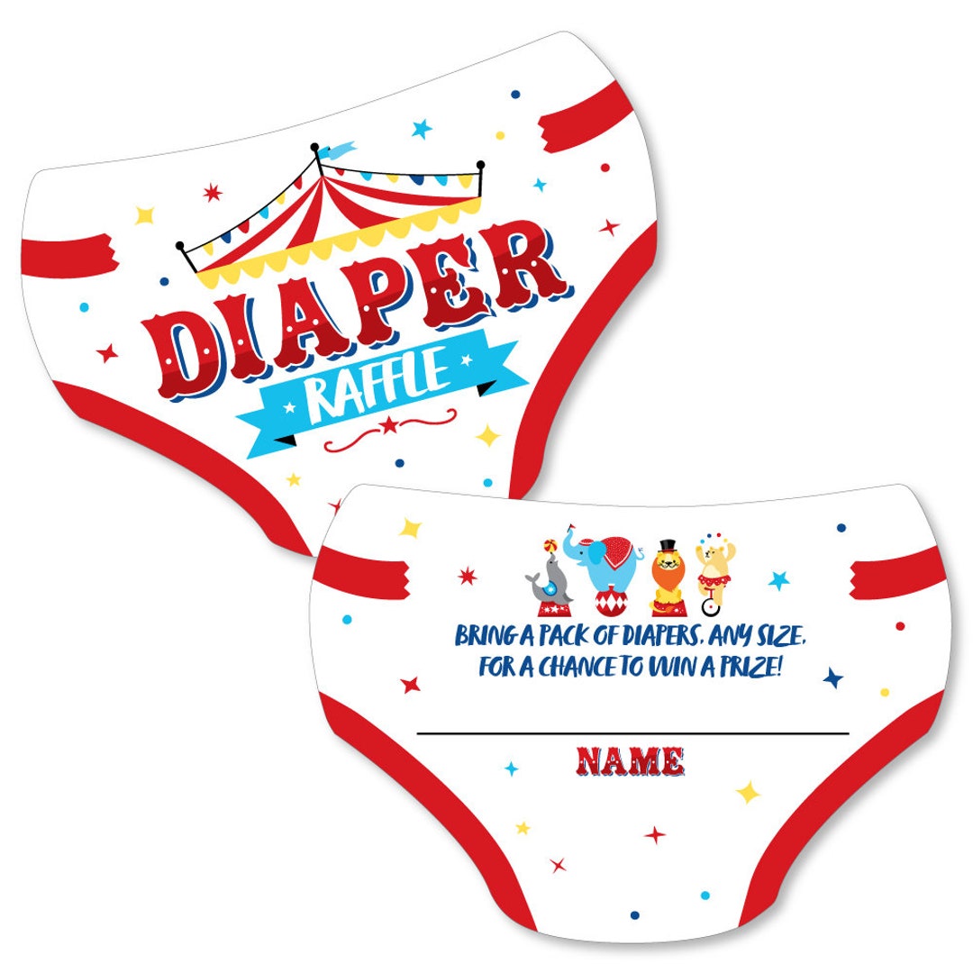 Carnival - Step Right up Circus - Diaper Shaped Raffle Ticket Inserts ...