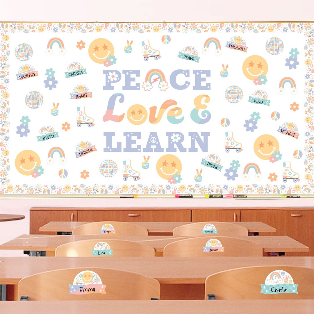 Retro Pastel School Bulletin Board Set Classroom - Etsy