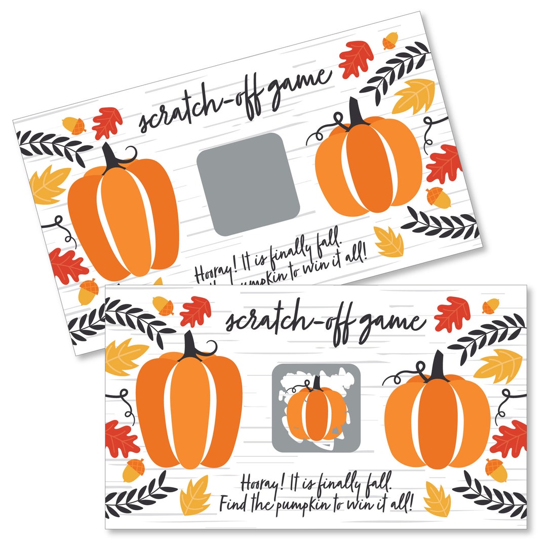 Fall Pumpkin - Halloween or Thanksgiving Party Game Scratch off Cards ...
