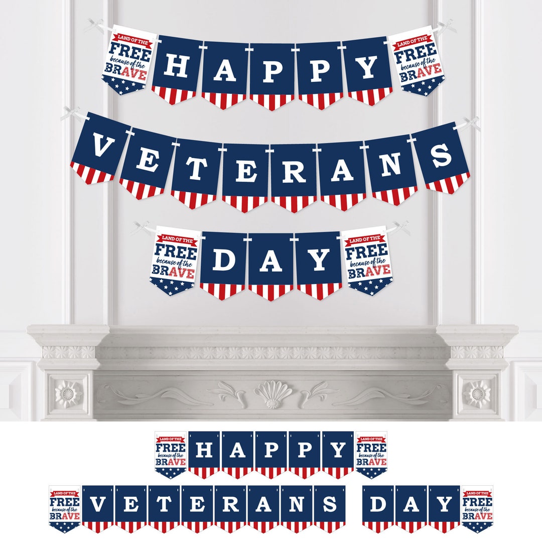 Happy Veterans Day - Patriotic Bunting Banner - Party Decorations ...