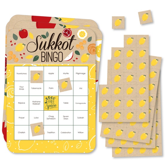 Sukkot - Bingo Cards and Markers - Sukkah Jewish Holiday Bingo Game ...