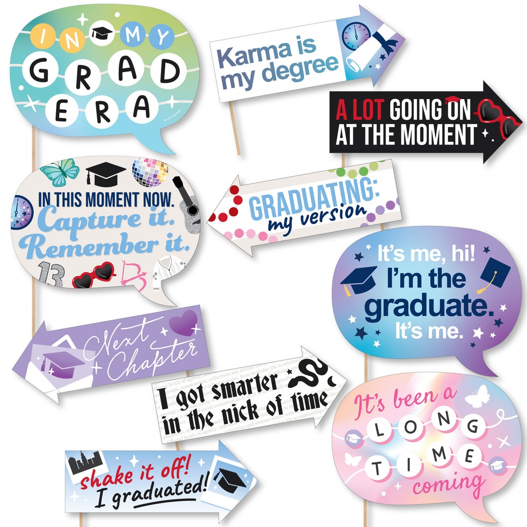 Funny in My Grad Era - Graduation Party Photo Booth Props Kit - 10 ...