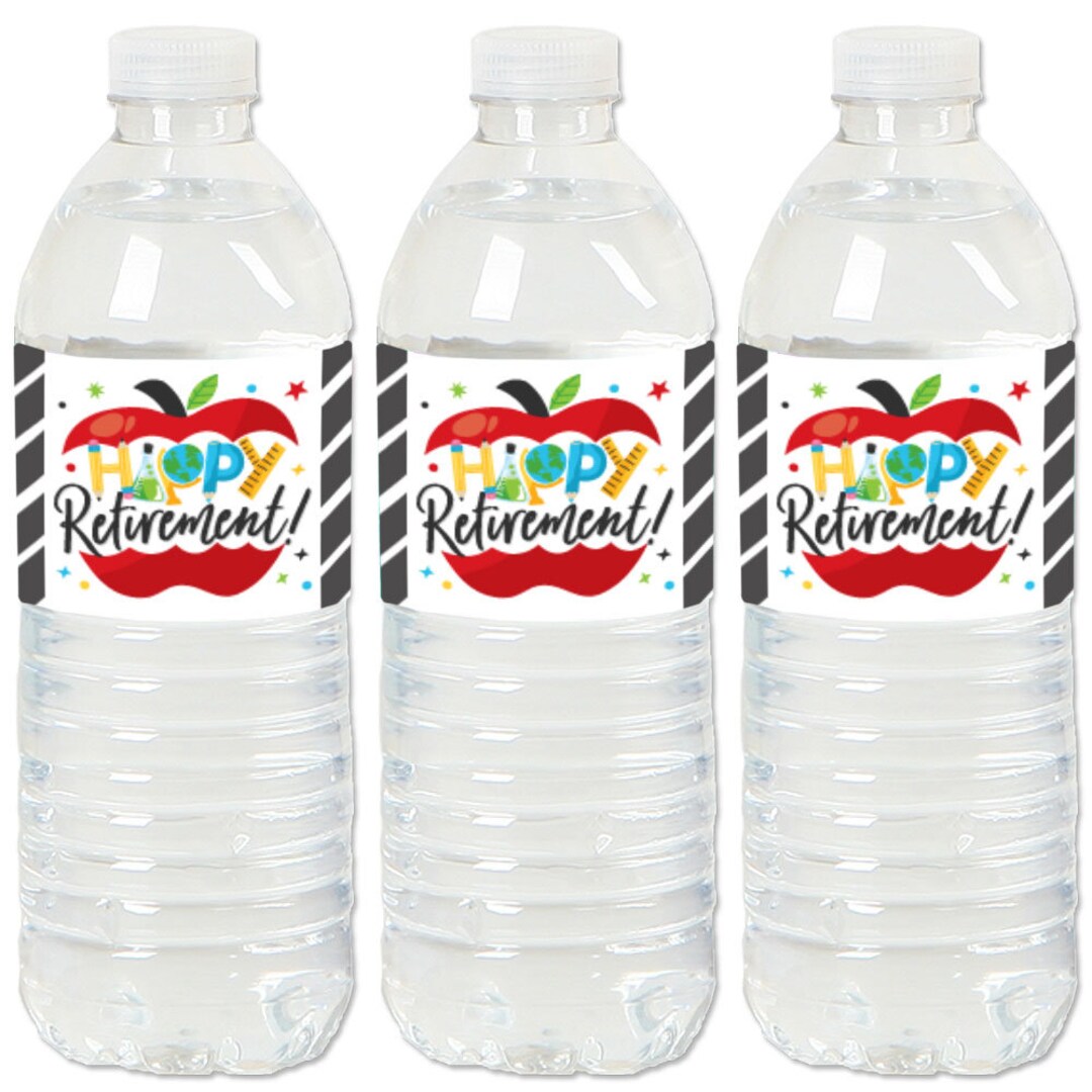 Teacher Retirement - Happy Retirement Party Water Bottle Sticker Labels ...