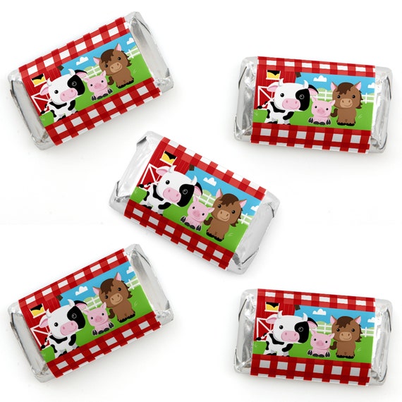 Farm Animals Mini Candy Bar Wrappers - Baby Shower & Birthday Party ...