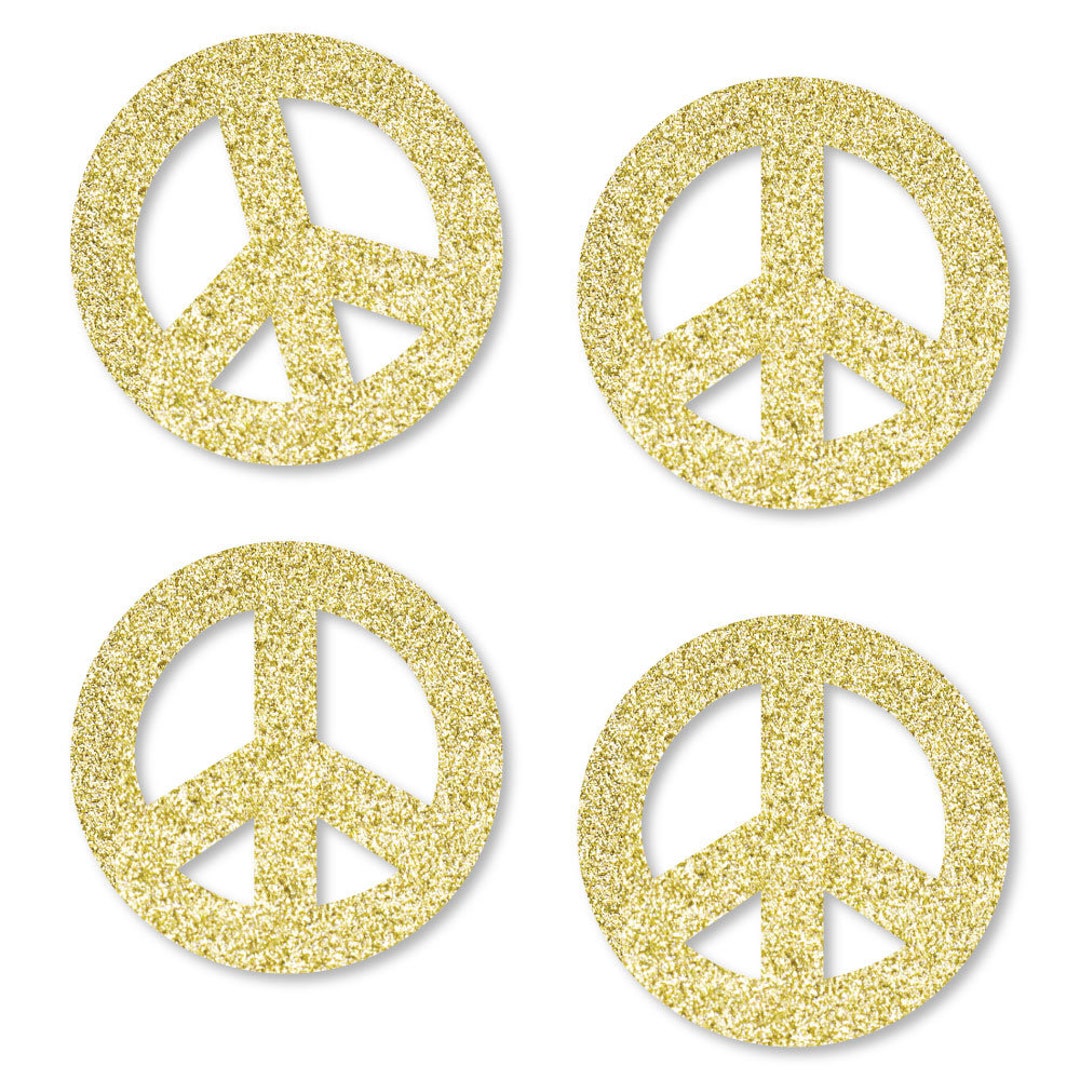 Gold Glitter Peace Sign - No-mess Real Gold Glitter Cut-outs - 60's ...