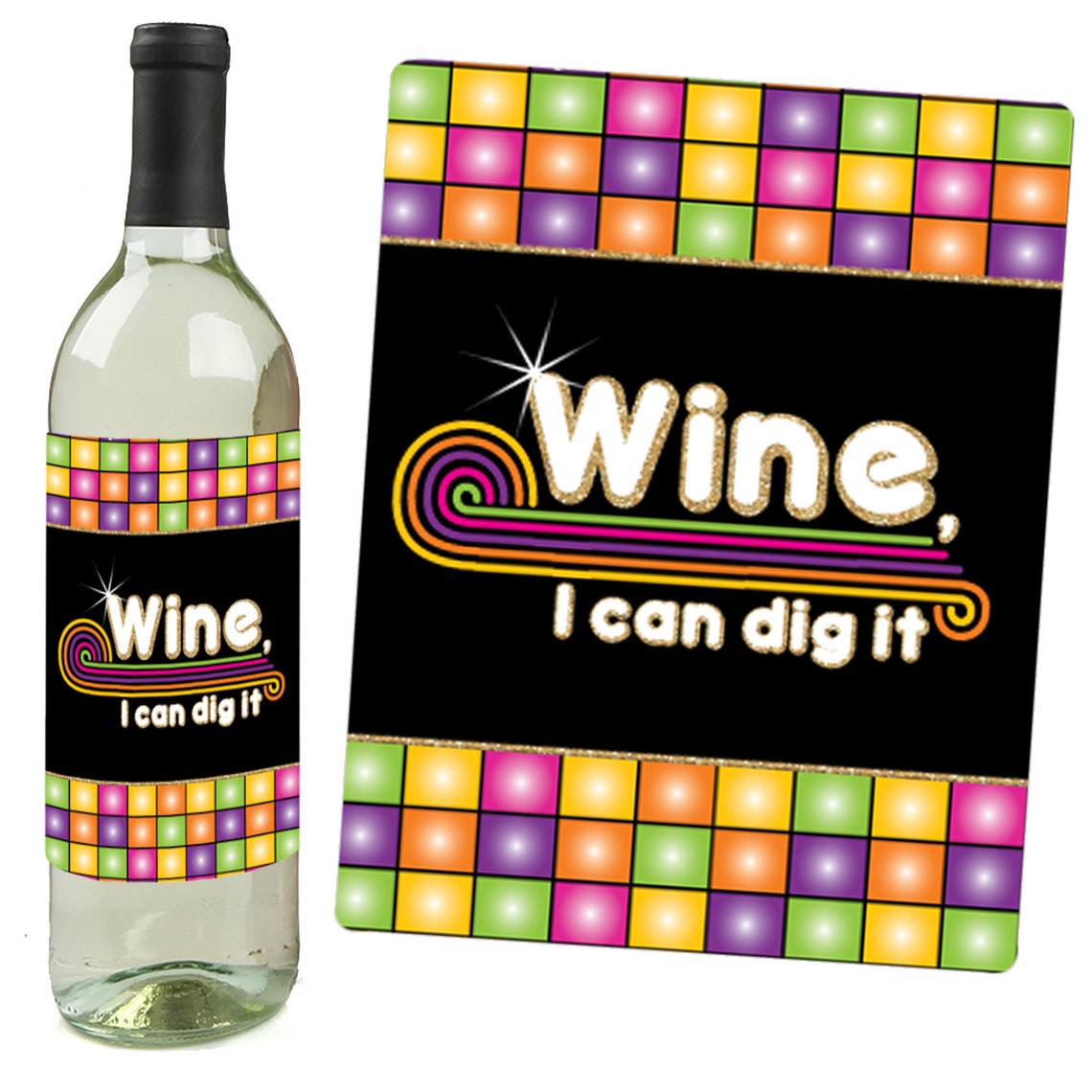 70's Disco - 1970s Disco Fever Party Wine Bottle Labels - Seventies ...
