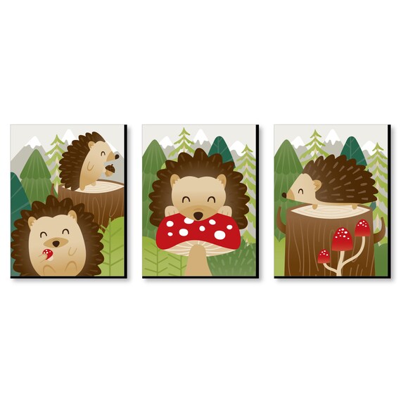 Forest Hedgehogs - Woodland Nursery Wall Art and Kids Room Decor - 7.5 ...