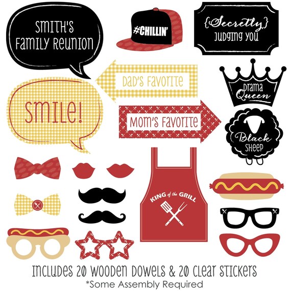 20 pc. Family Reunion Summer Party Props - Family Reunion Photo Prop ...