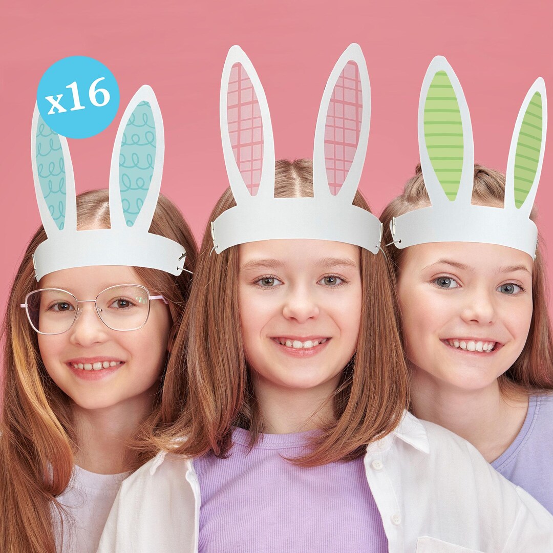 Easter Bunny Ears Headbands, Paper Easter Party Hats Craft White Rabbit ...