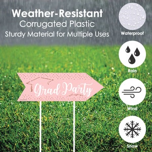 Rose Gold Grad - Graduation Party Arrows - Double Sided Outdoor Yard ...