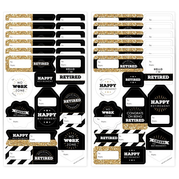 Happy Retirement - Assorted Retirement Party Gift Tag Labels - To and ...