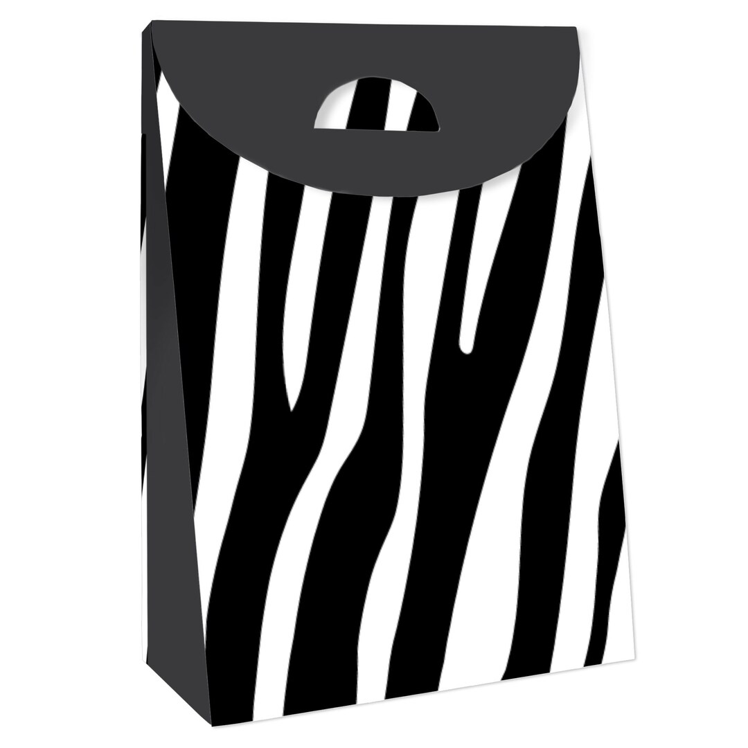 Zebra Print - Safari Gift Favor Bags - Party Goodie Boxes - Set of 12 ...