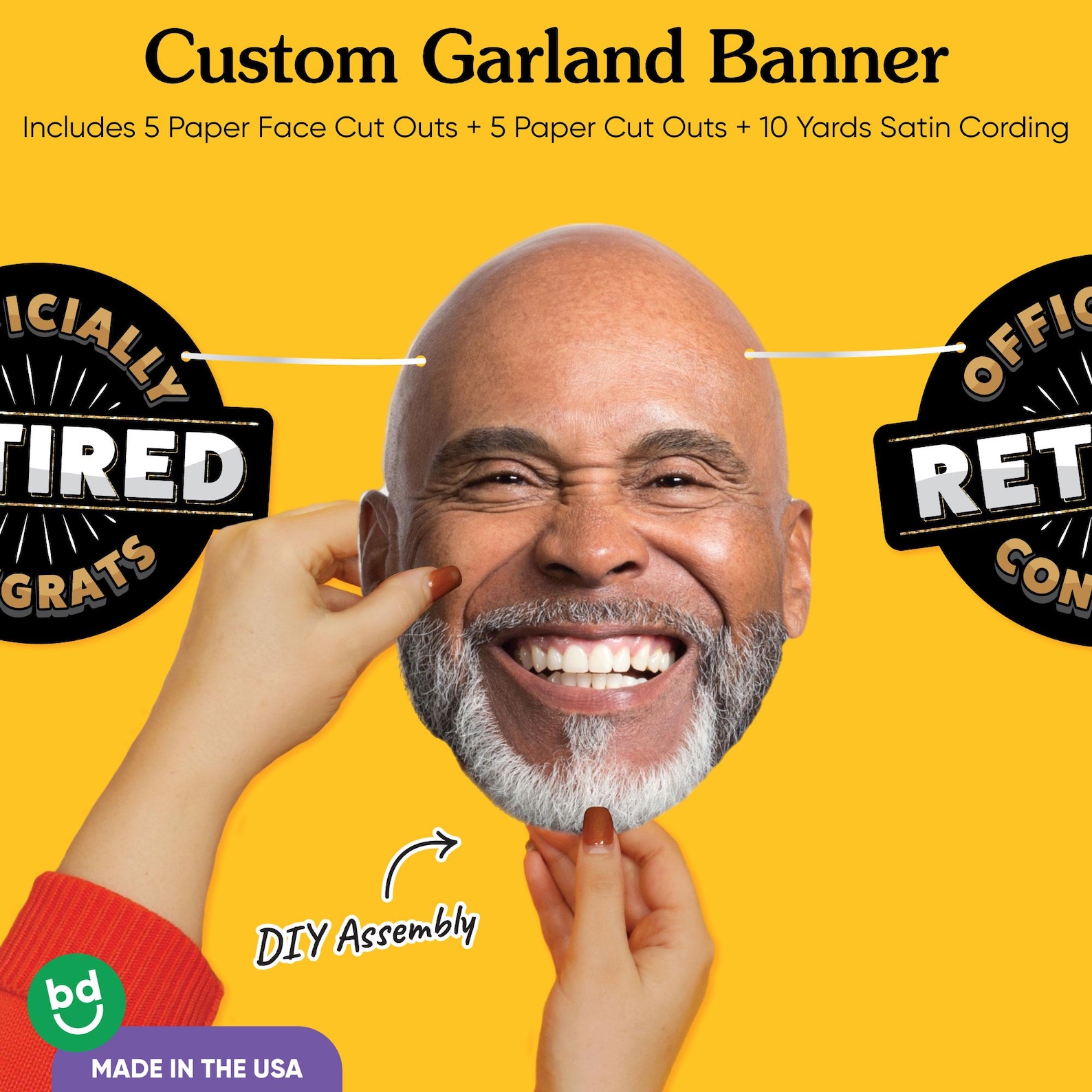 Custom Happy Retirement Face Cut Out Garland Banner Personalized Decor ...