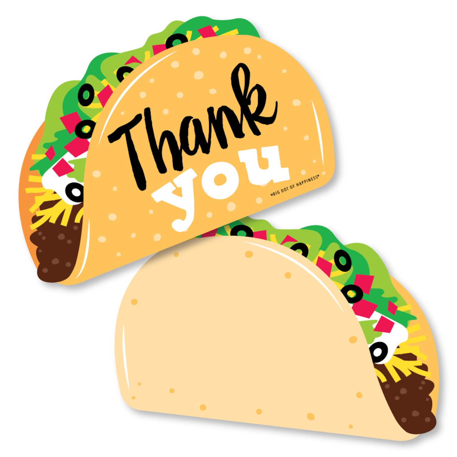 Taco bout Fun Shaped Thank You Cards Mexican Fiesta Thank | Etsy