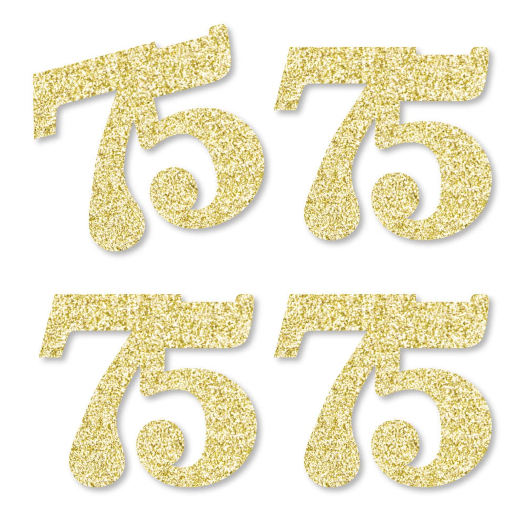 Gold Glitter 75 - No-mess Real Gold Glitter Cut-out Numbers - 75th ...