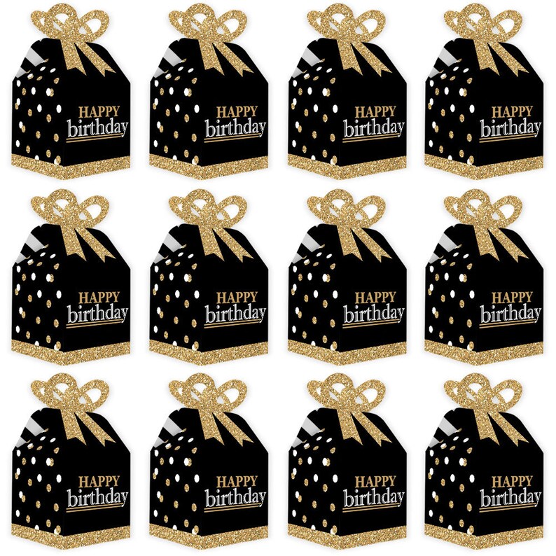 Adult Happy Birthday Gold Square Favor Gift Boxes | Etsy