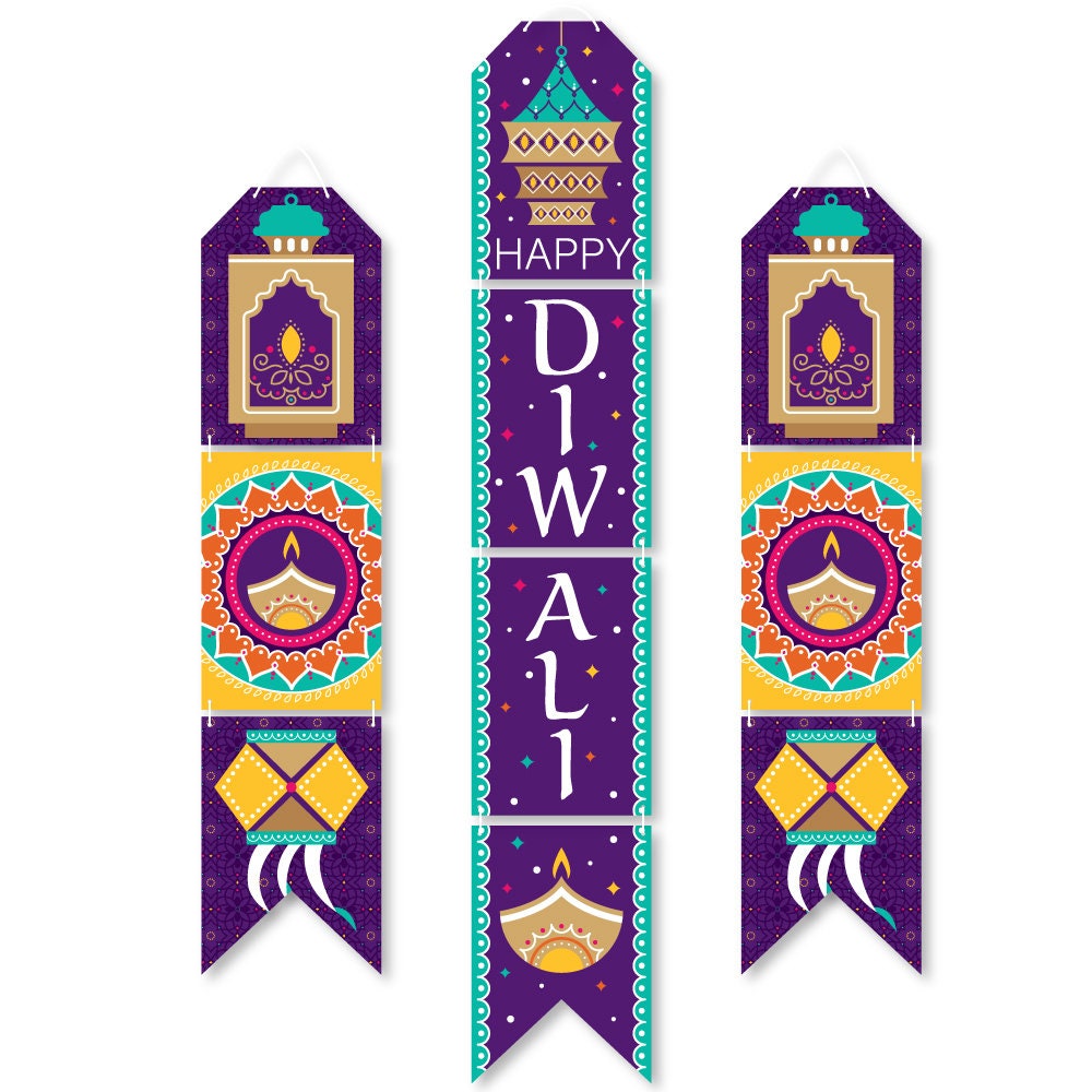 Happy Diwali - Hanging Vertical Paper Door Banners - Festival of Lights ...