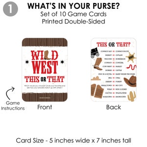 Western Hoedown - 4 Wild West Cowboy Party Games - 10 Cards Each ...
