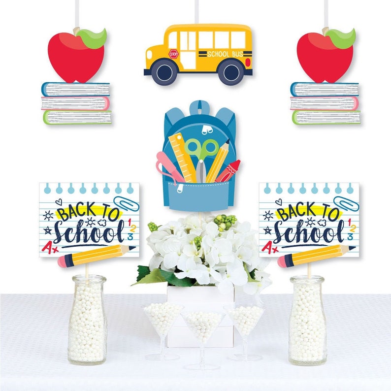 Back to School Backpack School Bus Apple and Books - Etsy