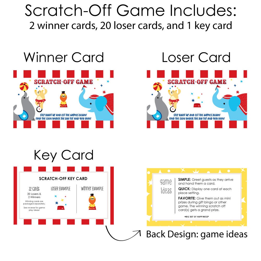 Carnival Step Right up Circus Carnival Themed Game Scratch | Etsy