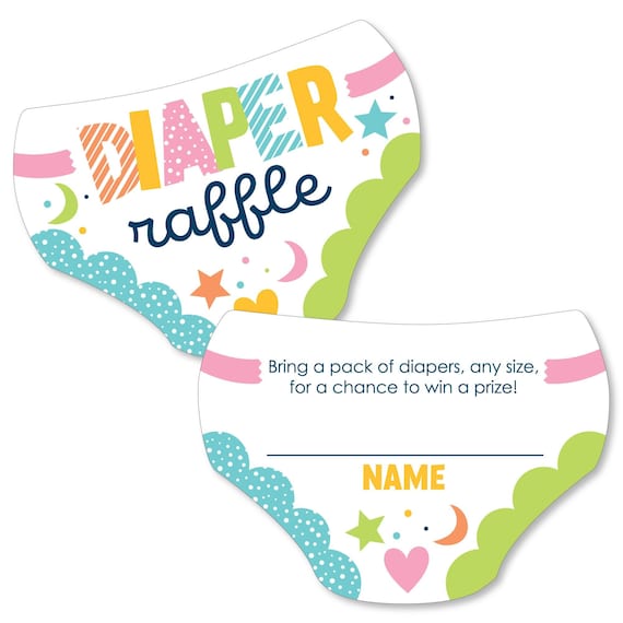 Colorful Baby Shower - Diaper Shaped Raffle Ticket Inserts - Gender ...