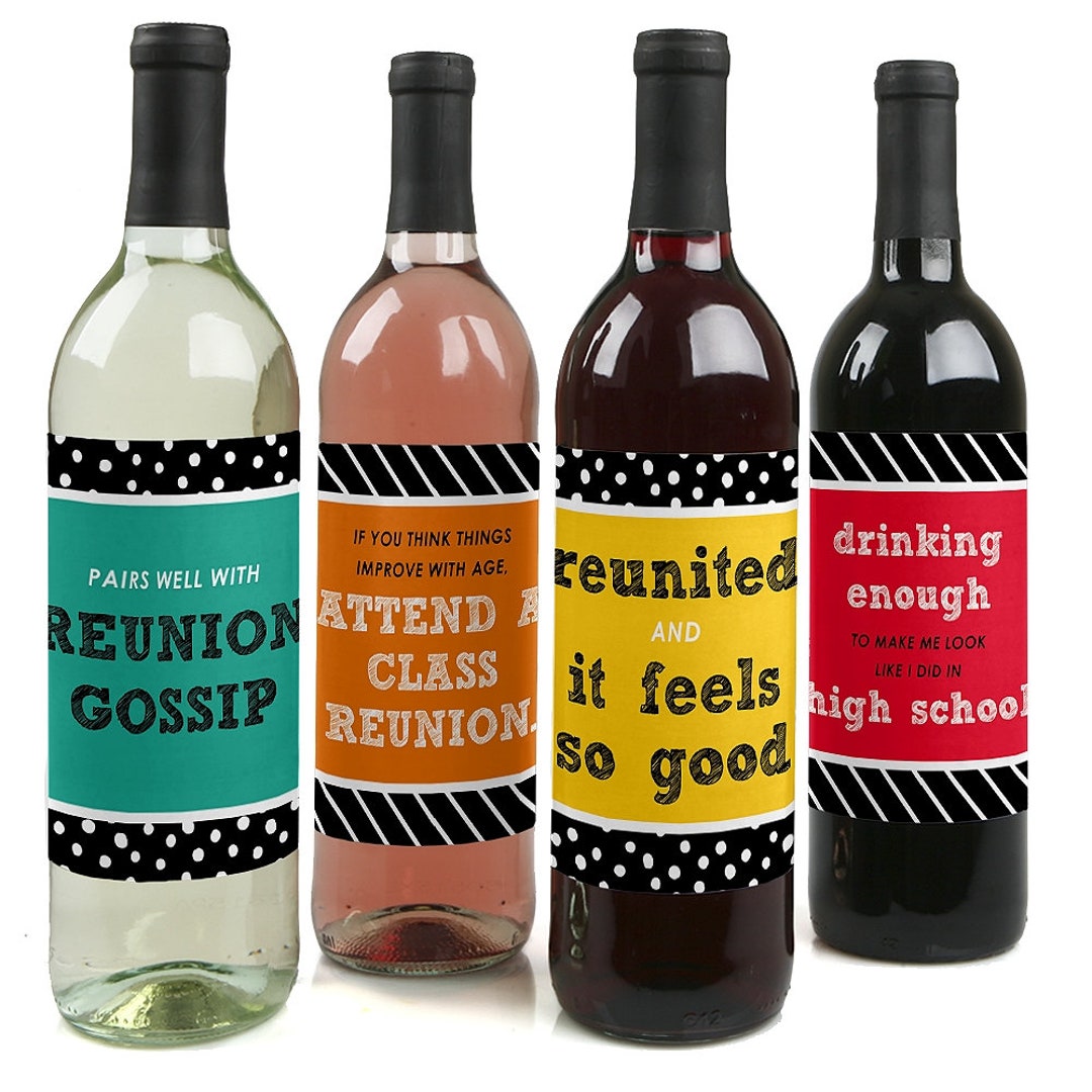 Class Reunion - Wine Bottle Labels for School Parties and Events - Set ...