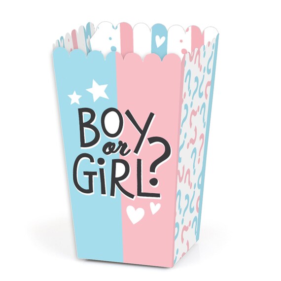 Baby Gender Reveal - Team Boy or Girl Party Favor Popcorn Treat Boxes ...