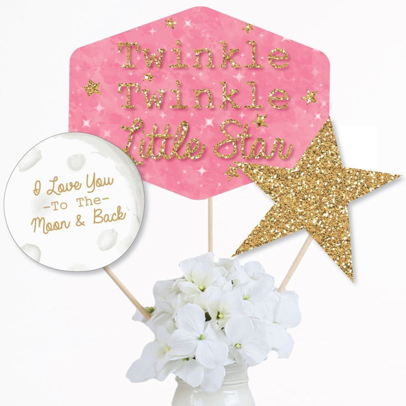 Pink Twinkle Twinkle Little Star Centerpiece Sticks Baby - Etsy