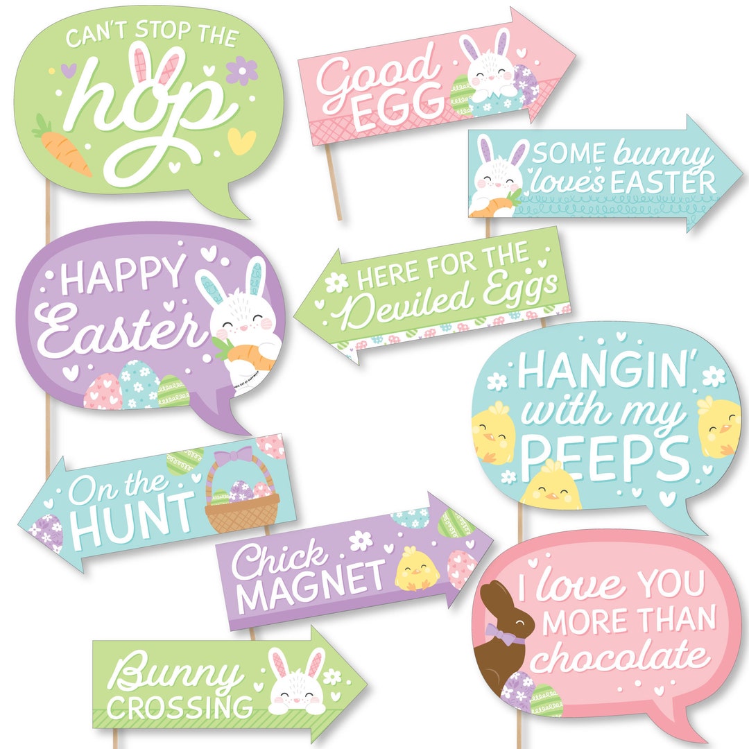 Funny Spring Easter Bunny - Happy Easter Party Photo Booth Props Kit ...