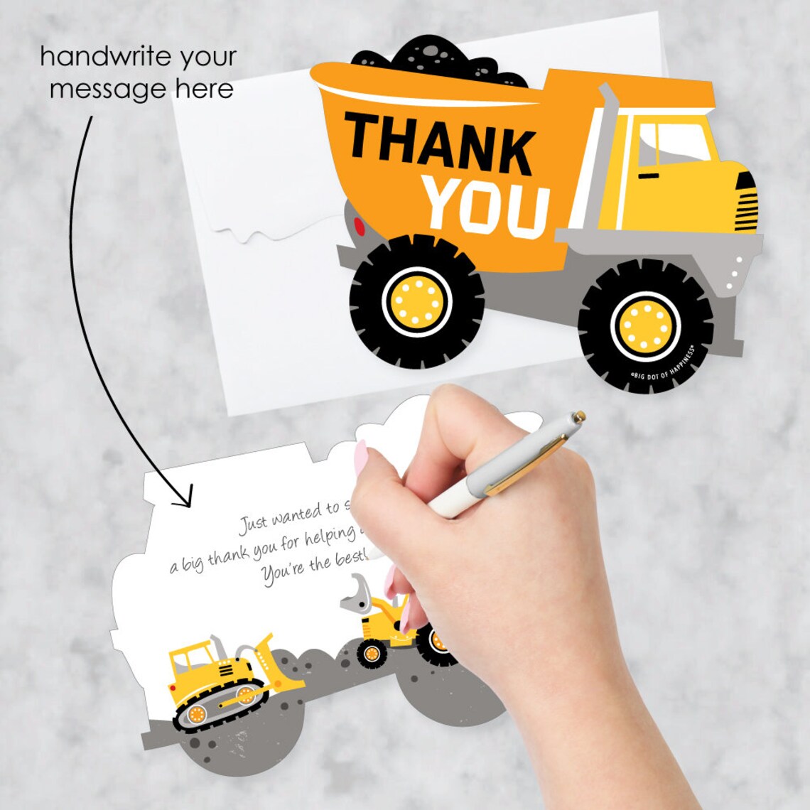 Dig It - Construction Party Zone - Shaped Thank You Cards - Baby Shower ...