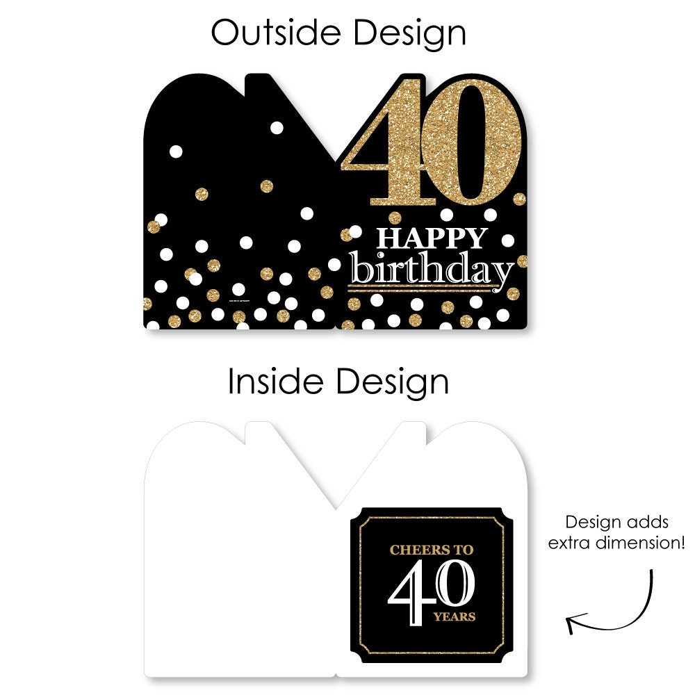 Adult 40th Birthday- Gold - Happy Birthday Big Greeting Card - Giant ...