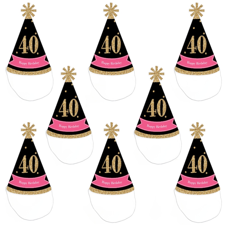 Chic 40th Birthday Cone Happy Birthday Party Hats for Adults - Etsy