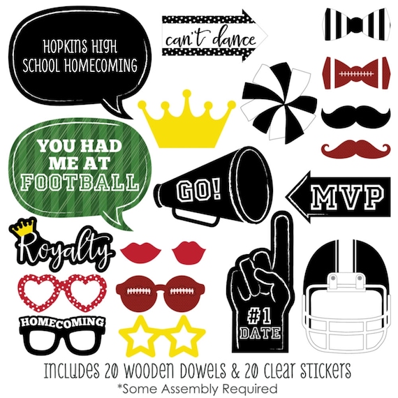 Homecoming - 20 Piece Photo Booth Props Kit - Football Themed Selfie ...