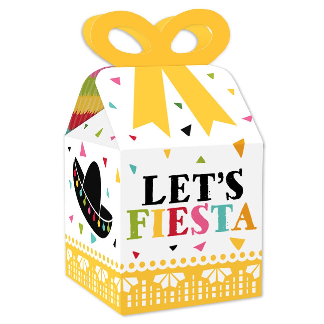 Let’s Fiesta - Square Favor Gift Boxes - Mexican Fiesta Bow Boxes - Set ...