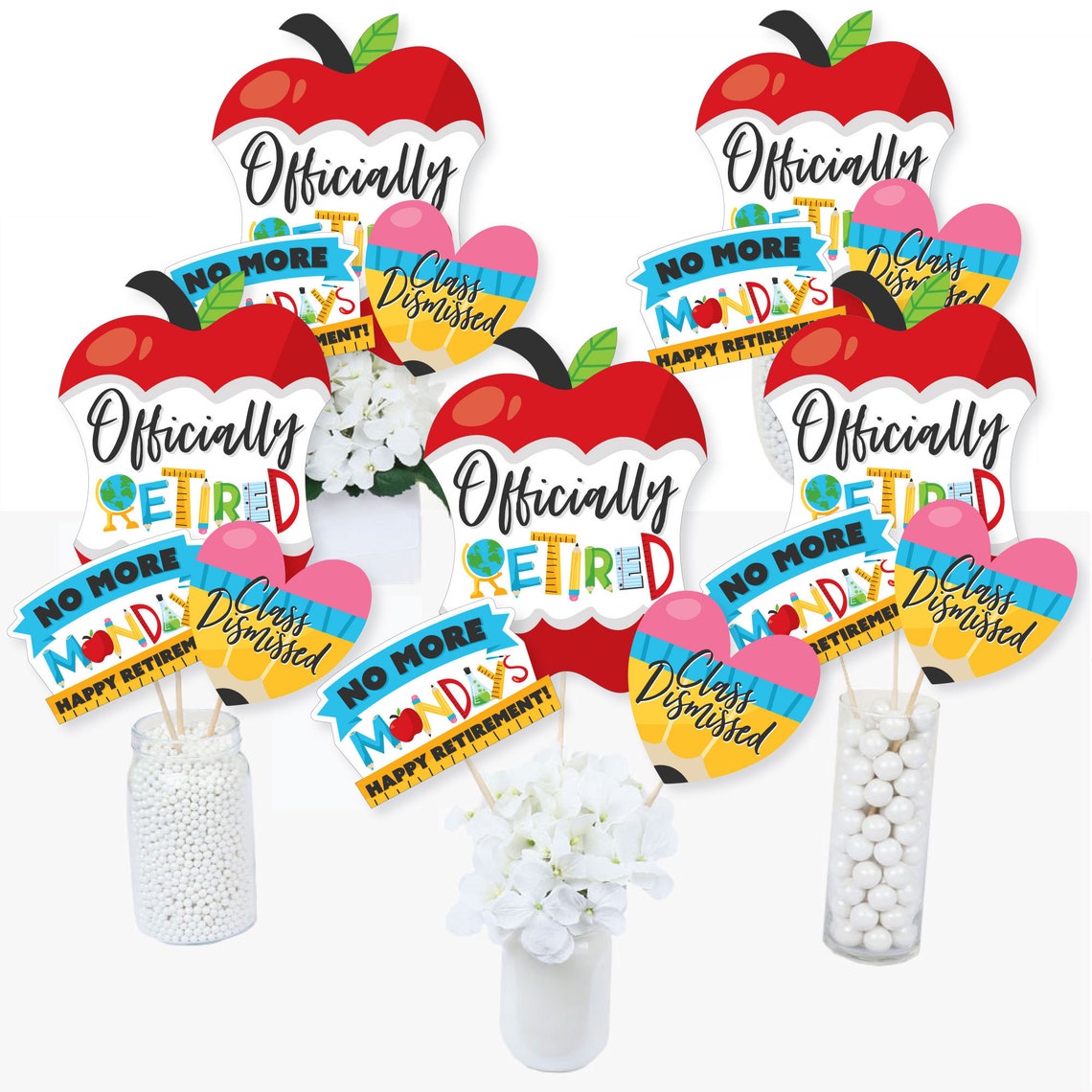 Teacher Retirement - Happy Retirement Party Centerpiece Sticks - Table ...