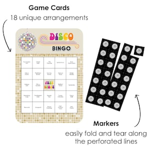 70’s Disco - Bar Bingo Cards and Markers - 1970s Disco Fever Party ...