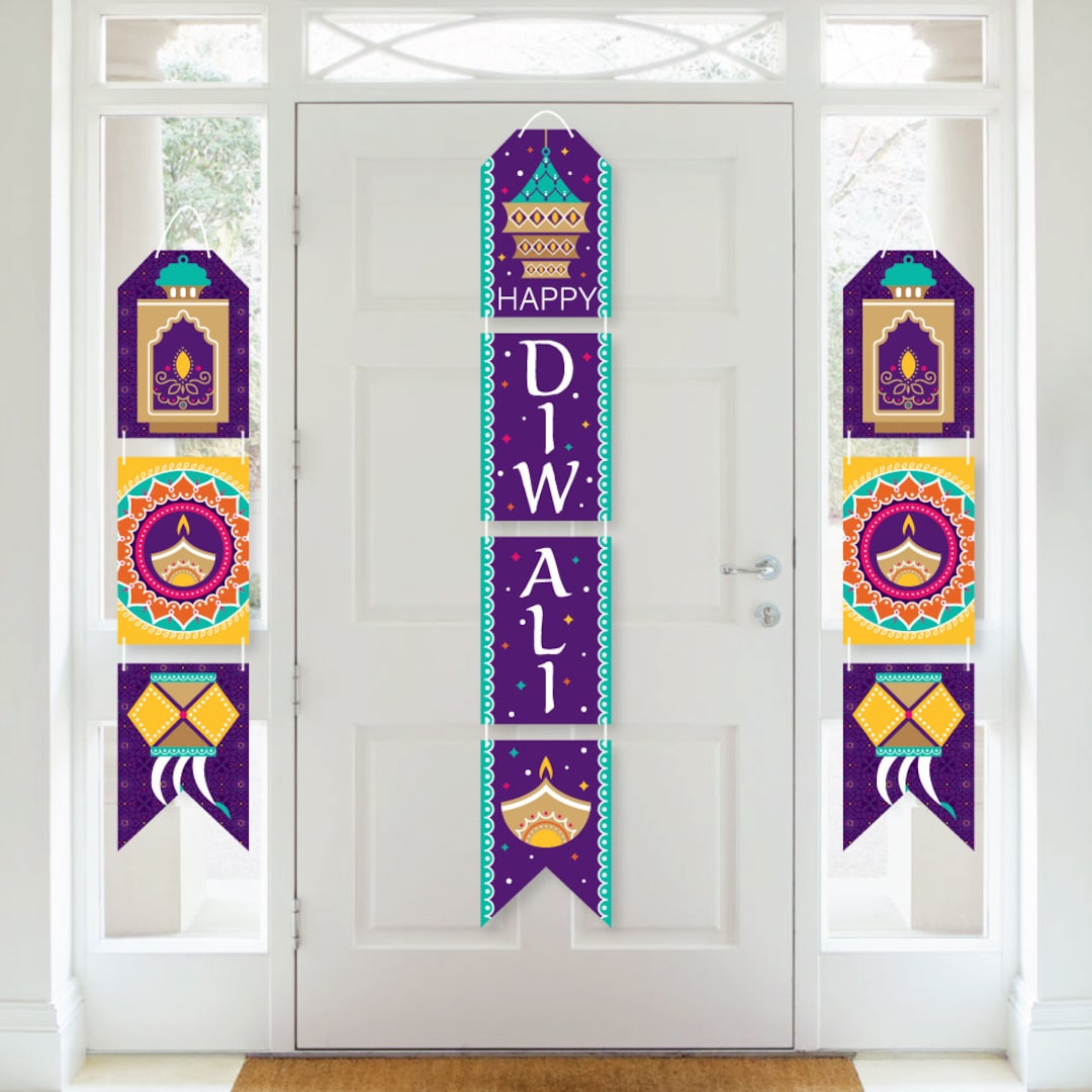 Happy Diwali - Hanging Vertical Paper Door Banners - Festival of Lights ...