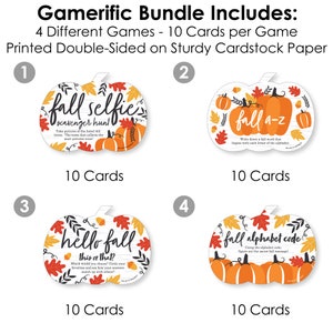 Fall Pumpkin - 4 Halloween or Thanksgiving Party Games - 10 Cards Each ...
