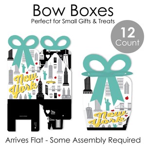 NYC Cityscape - Square Favor Gift Boxes - New York City Party Bow Boxes ...