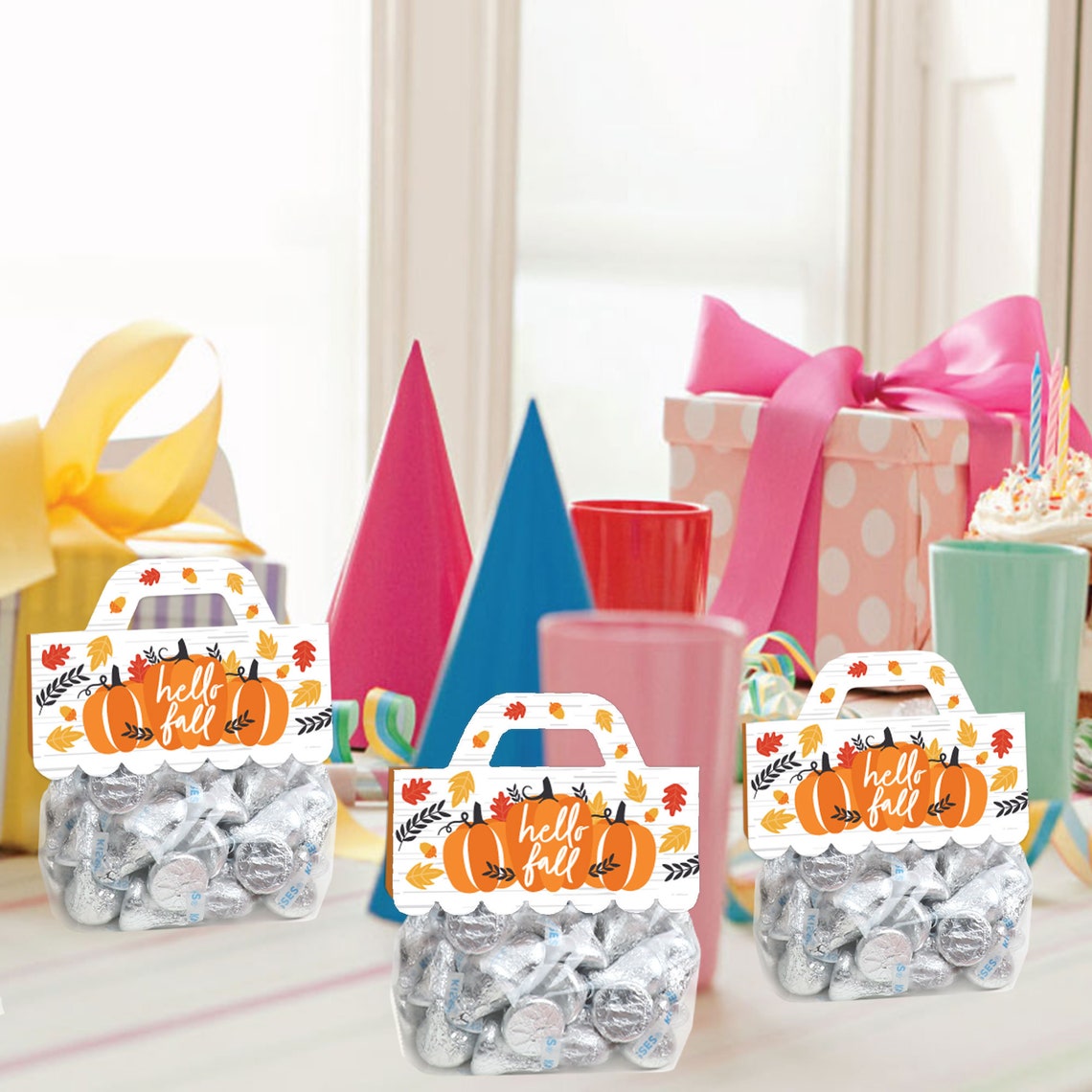 Fall Pumpkin - DIY Halloween or Thanksgiving Party Clear Goodie Favor ...