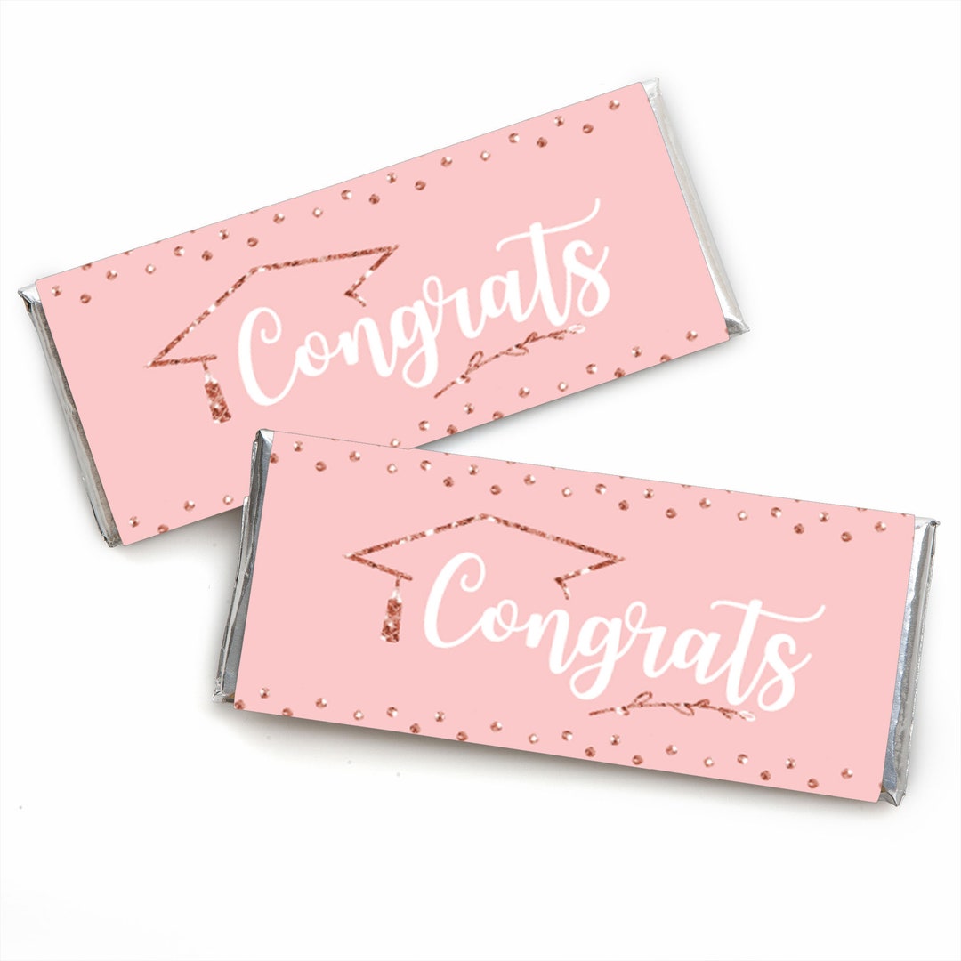 Rose Gold Grad - Candy Bar Wrapper Graduation Party Favors - Set of 24 ...