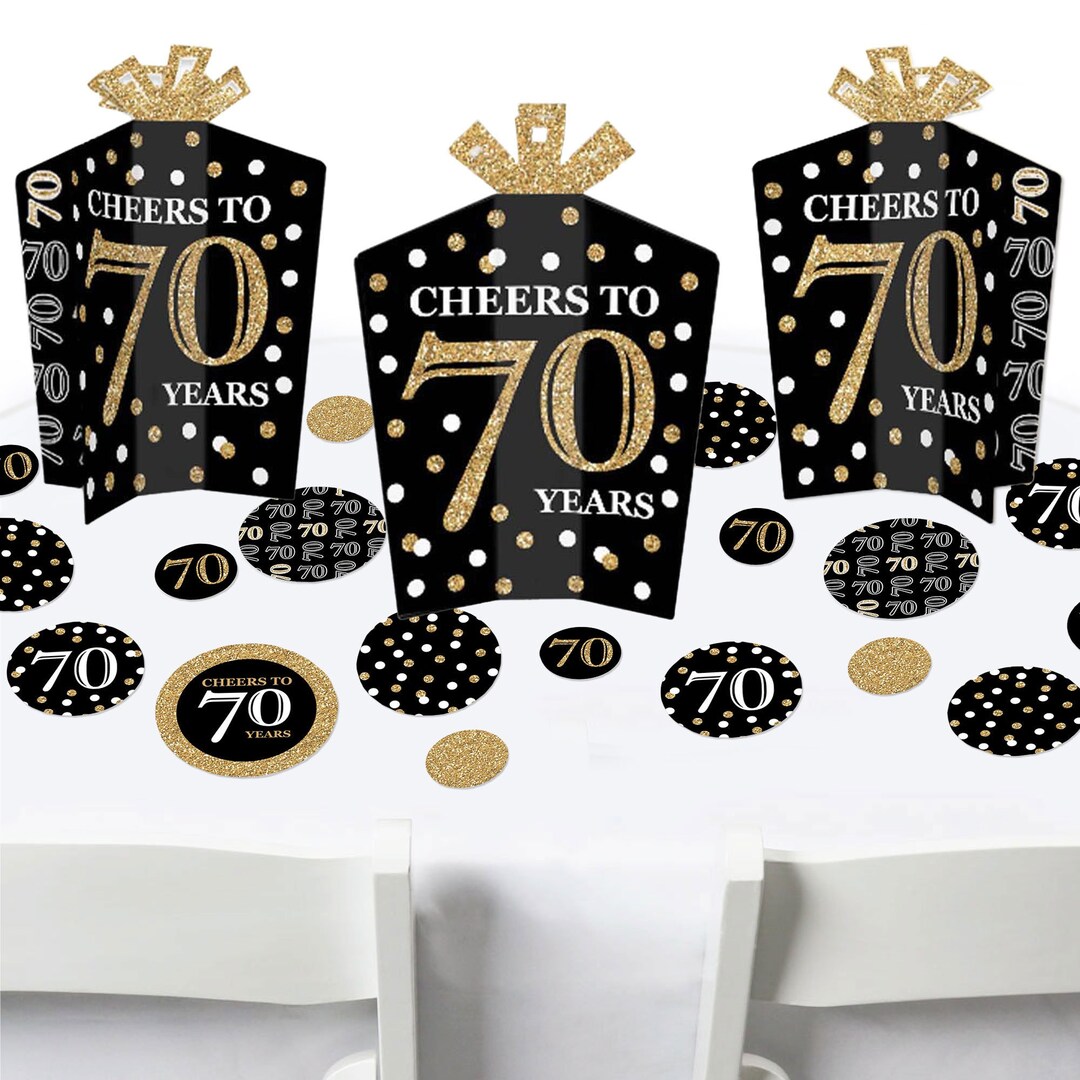 Adult 70th Birthday - Gold - Birthday Party Decor and Confetti ...