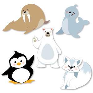 Arctic Polar Animals - DIY Shaped Paper Cut Outs - Winter Baby Shower ...