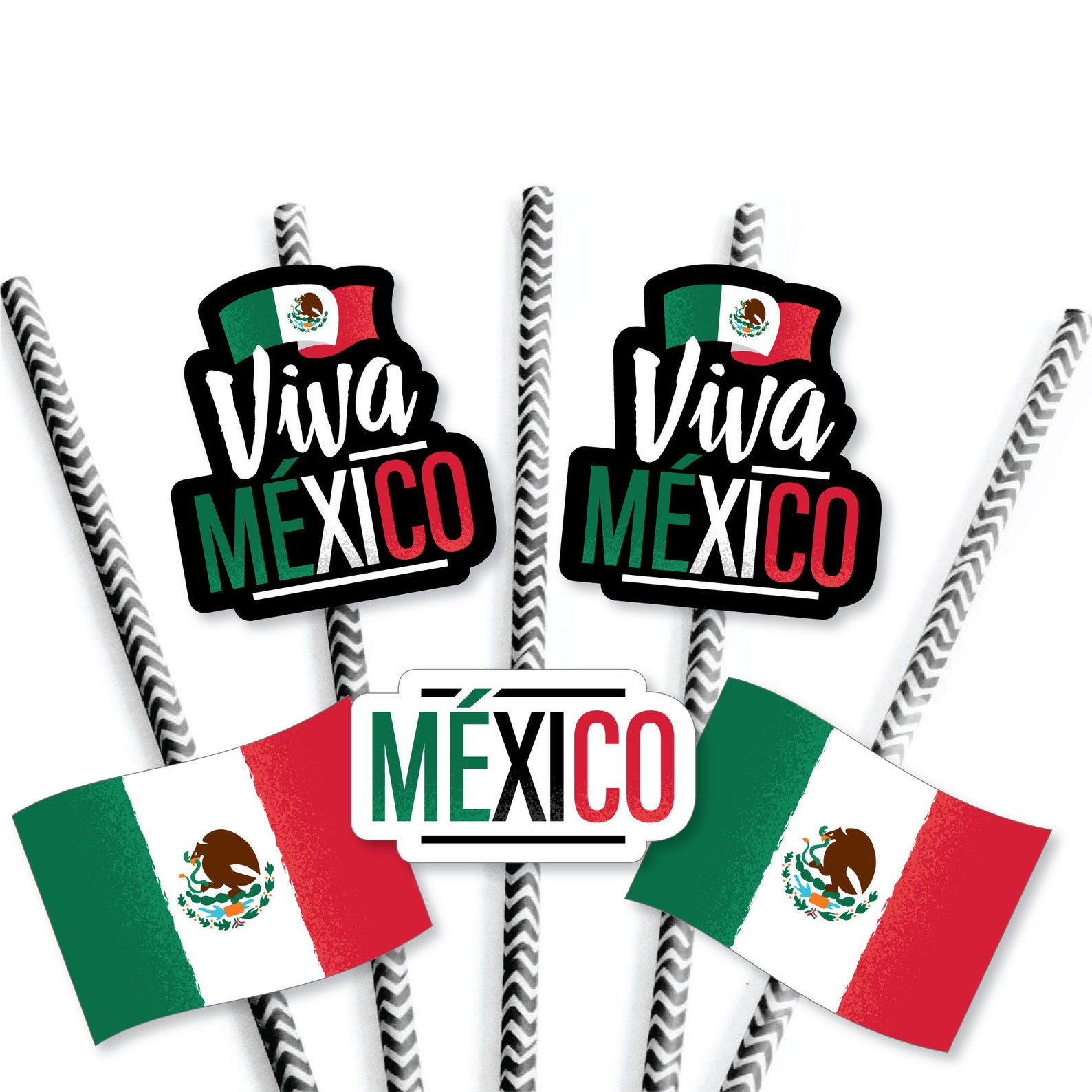 Viva Mexico Paper Straw Decor Mexican Independence Day - Etsy