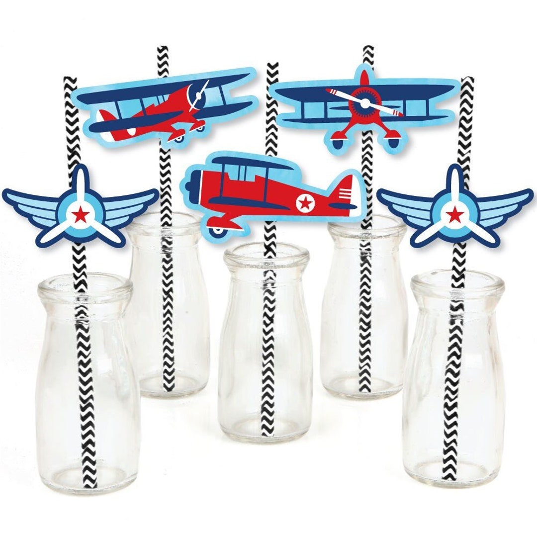 Taking Flight - Airplane - Die-cut Straw Decorations - Vintage Plane ...